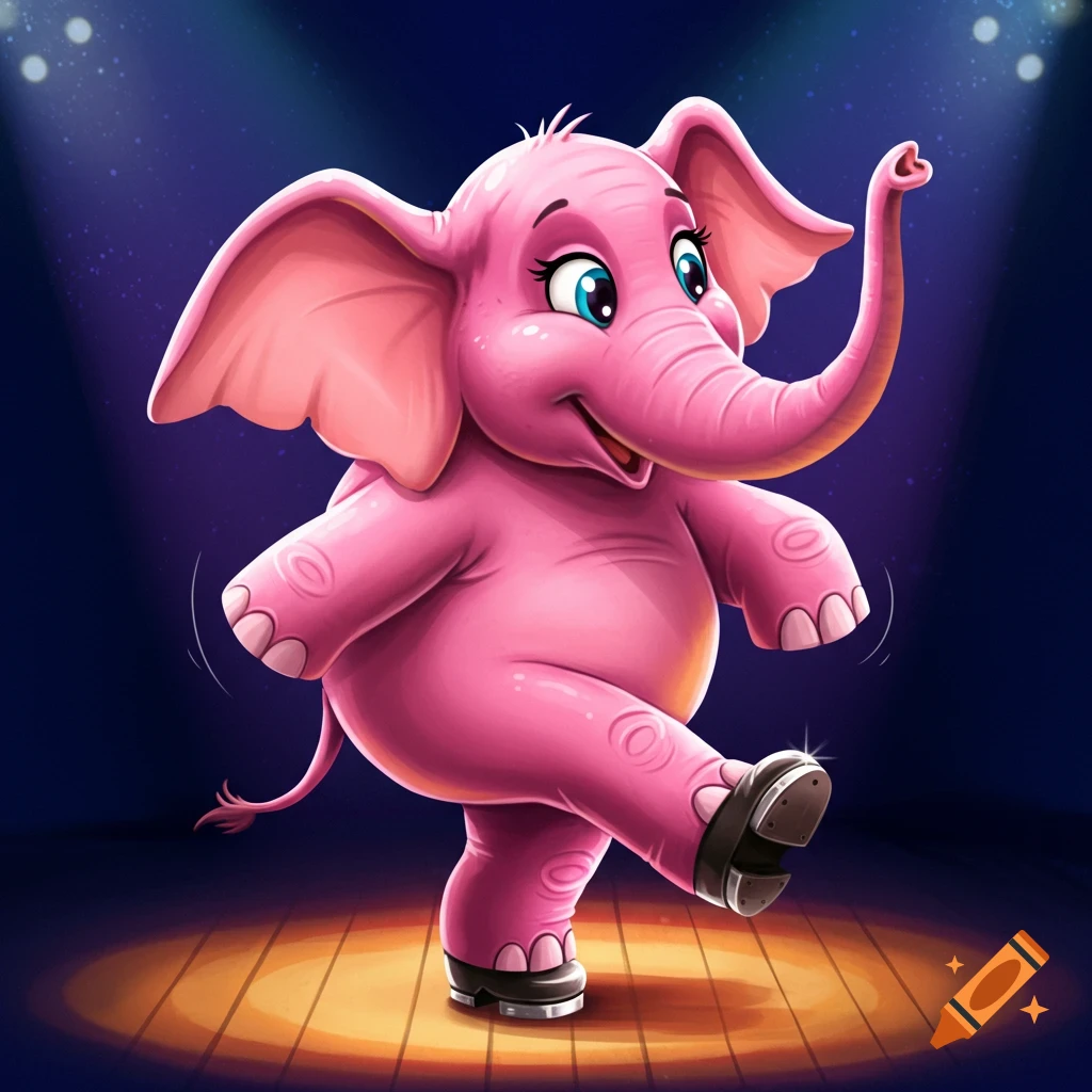 Tap dancing pink elephant on Craiyon