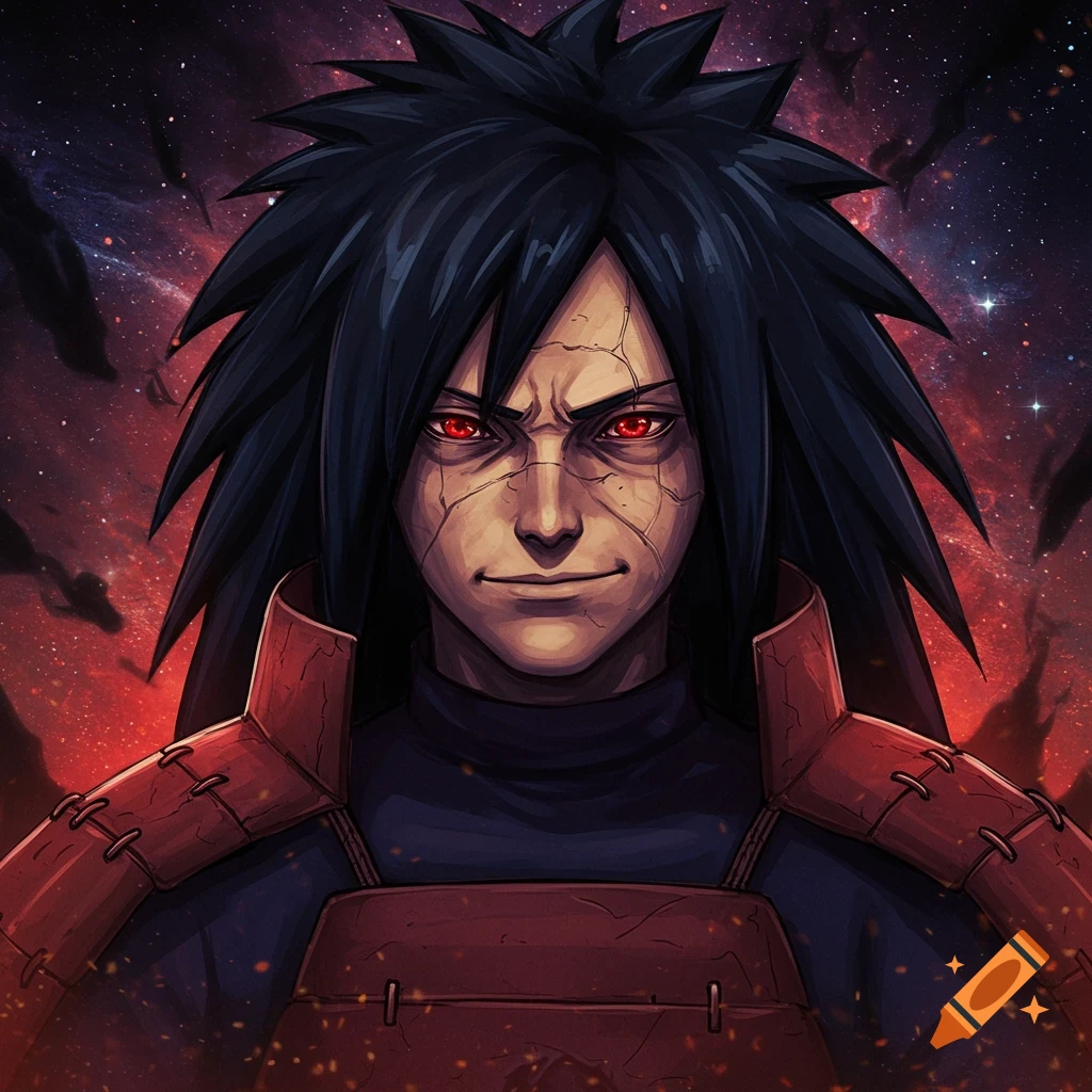 Anime close-up of Itachi Uchiha with red eyes crying profusely on Craiyon