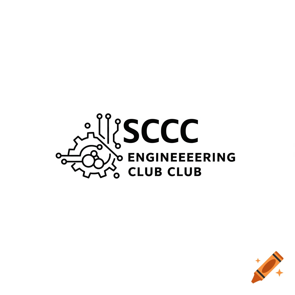 Minimalist black and white logo for SCC Engineering Club with gears and ...