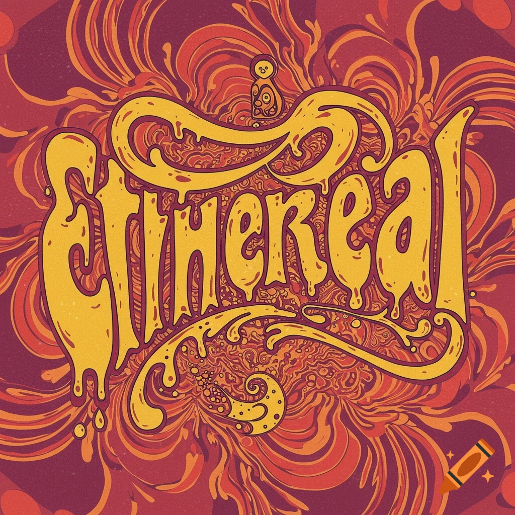 Psychedelic 60s band logo for Ethereal on Craiyon
