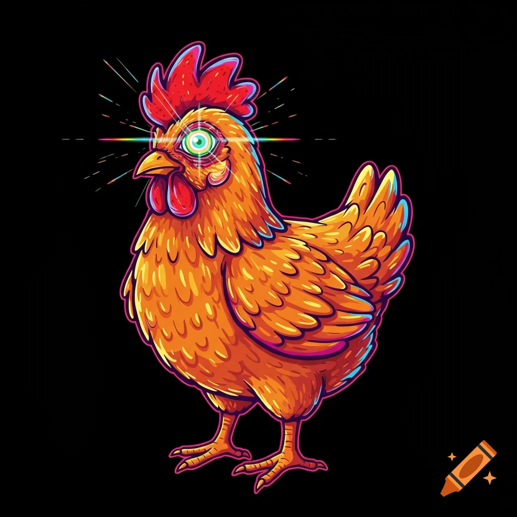 Quirky illustration of a chicken in Edward Gorey's style on Craiyon
