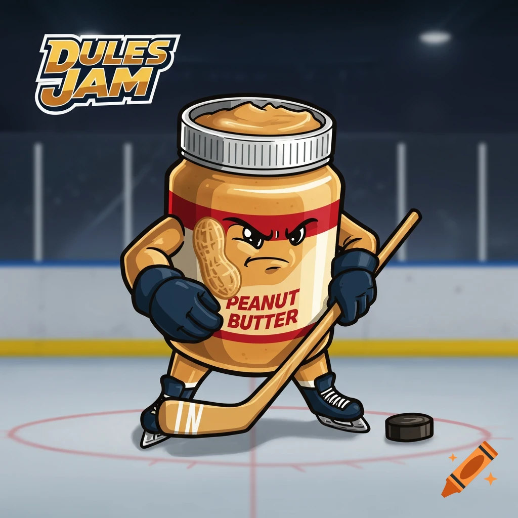 Dulles Jam hockey team logo featuring a peanut butter jar character on ...