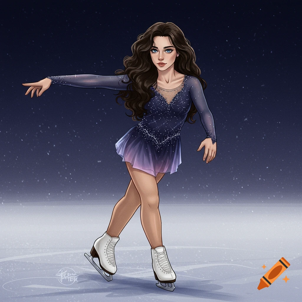 Figure skater performing on the ice. on Craiyon