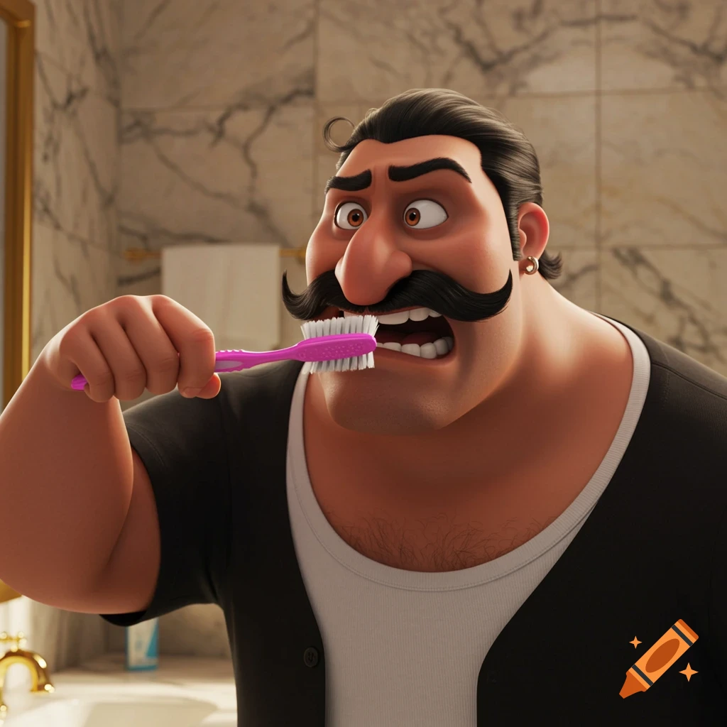 El Macho from Despicable Me brushing his teeth on Craiyon