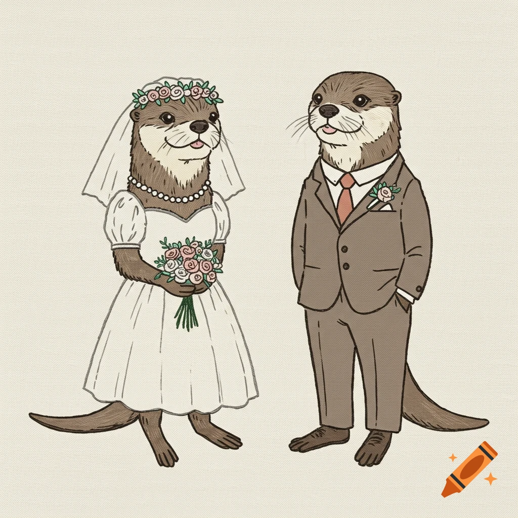 Illustration of an otter wearing a black suit and red tie on Craiyon