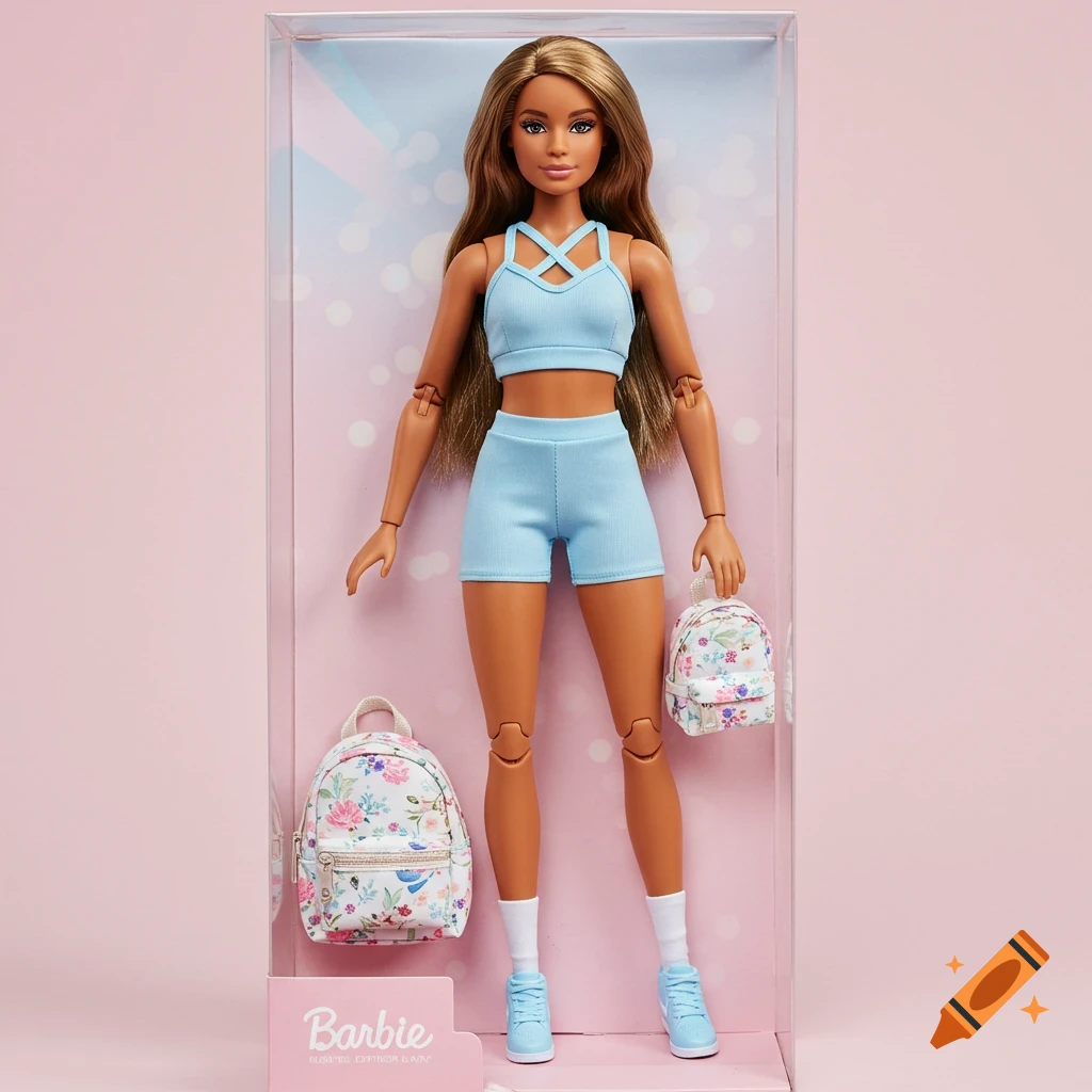 Hyper-realistic Barbie doll action figure in a glamorous pose with ...