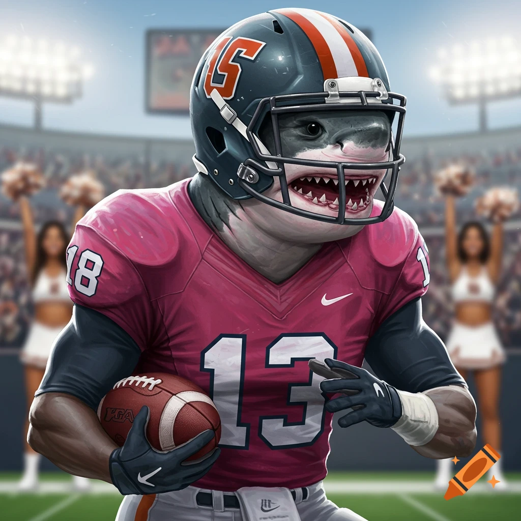 An illustrated football player in a red and gold jersey with the number ...