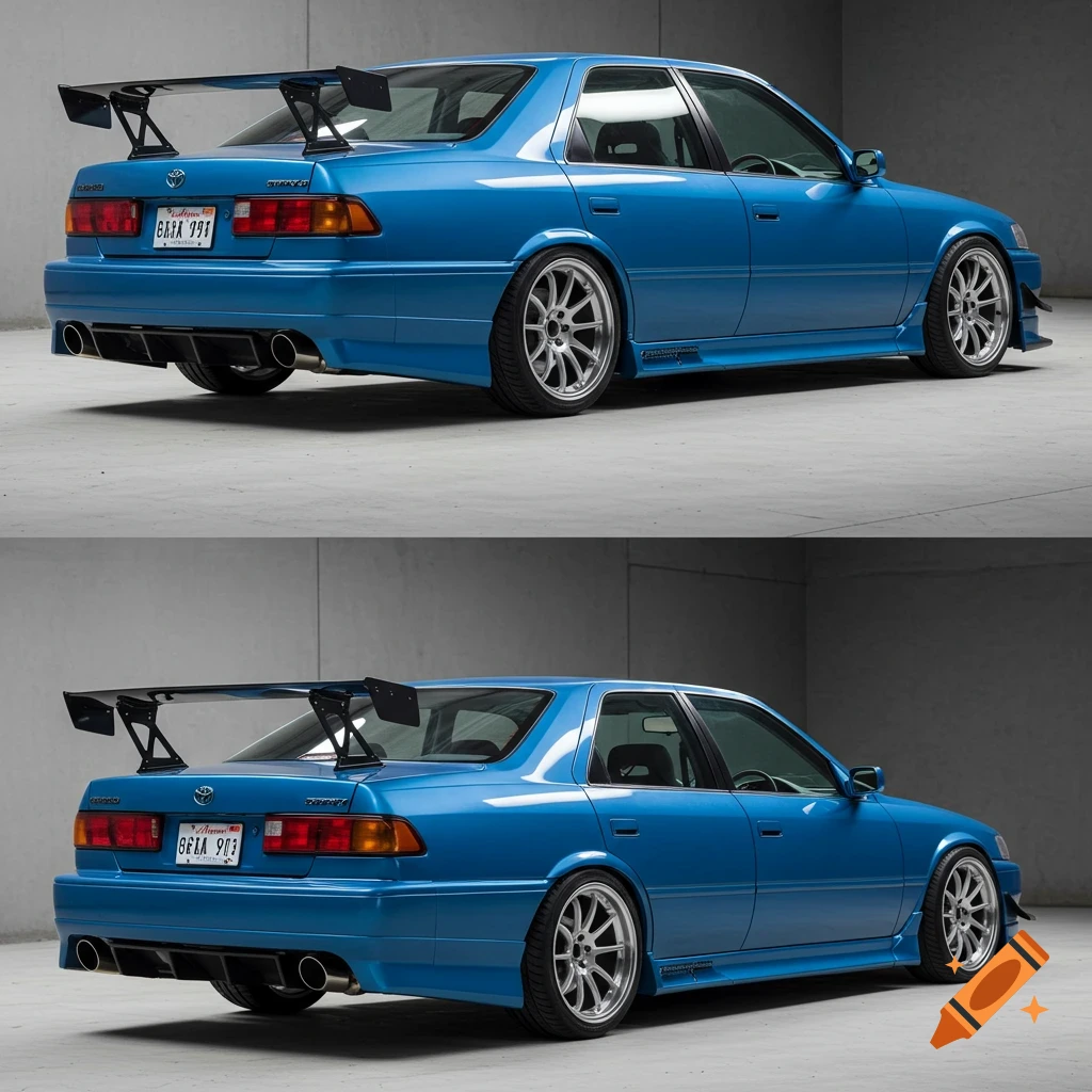 Red Modified Volvo 850 Sedan With a Wide Body Kit and Large Spoiler ...