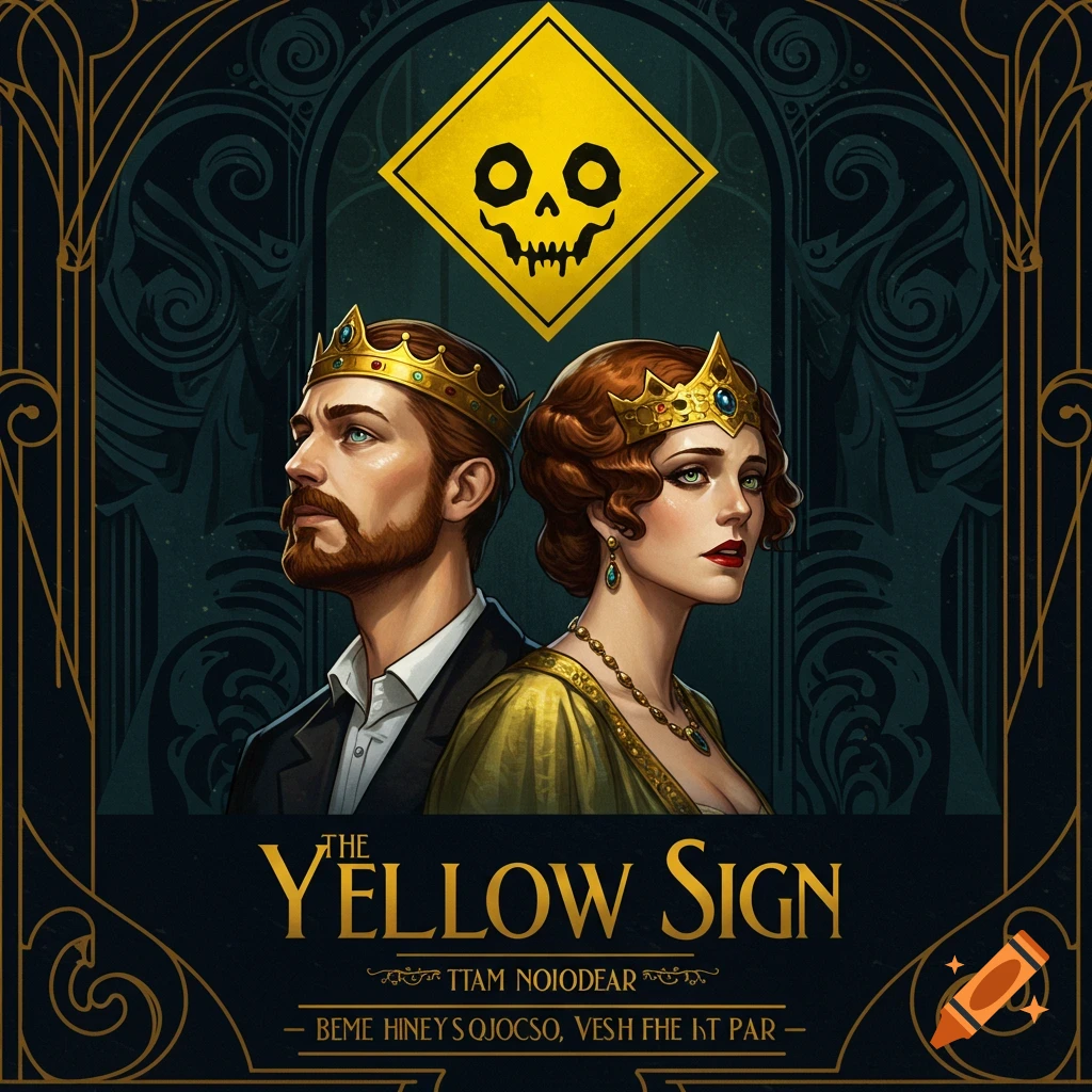 Art Deco theatrical poster for "The Yellow Sign" featuring a royal ...