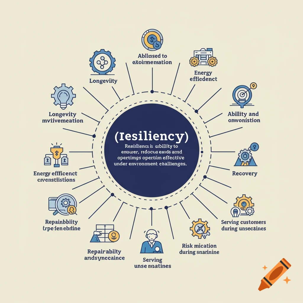 2D digital infographic defining resiliency on Craiyon
