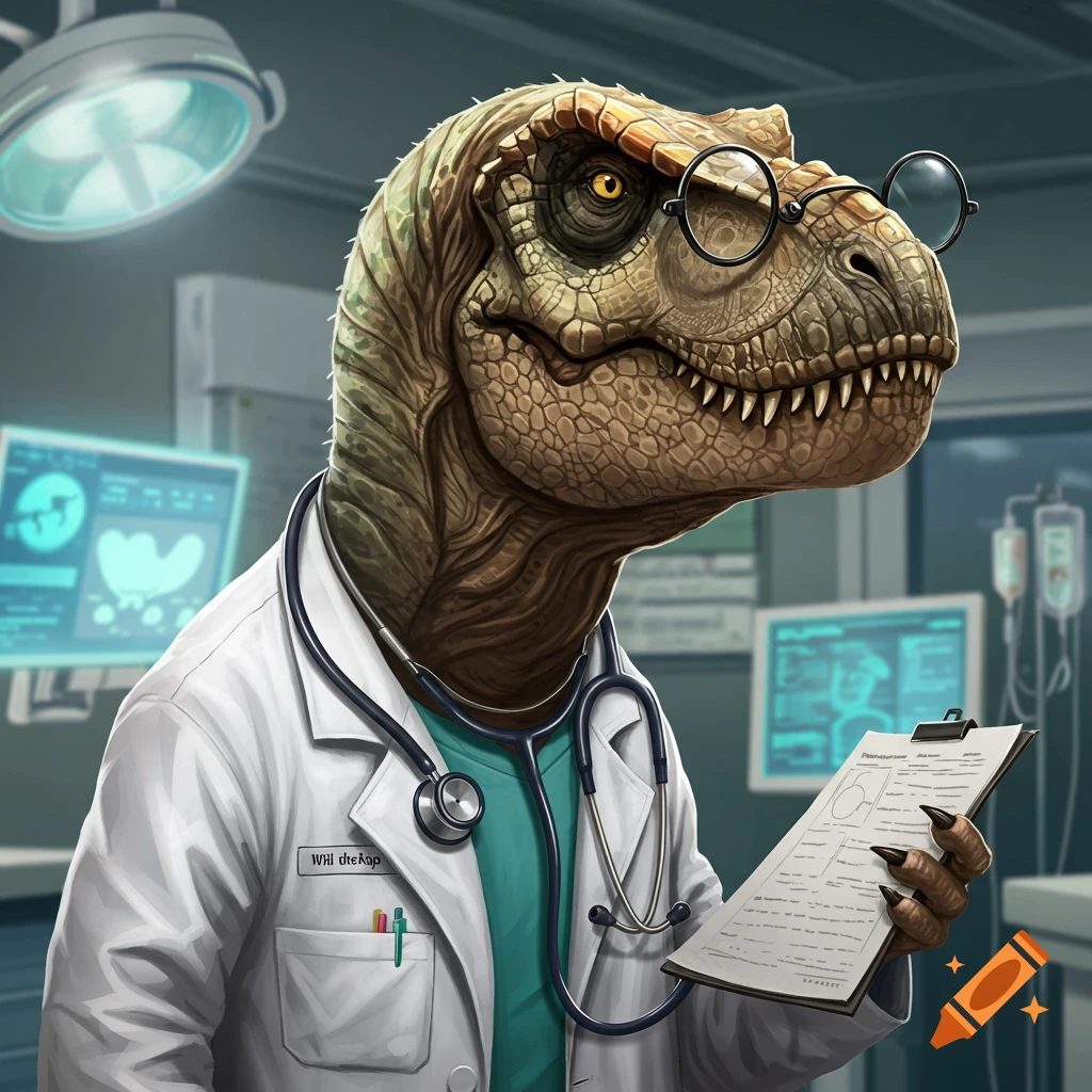 Dinosaur as a doctor on Craiyon