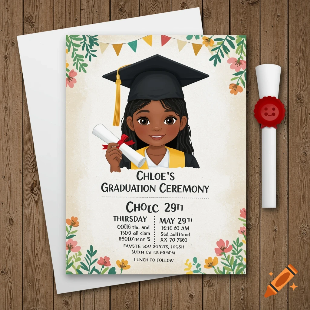 Children's graduation invitation design on Craiyon