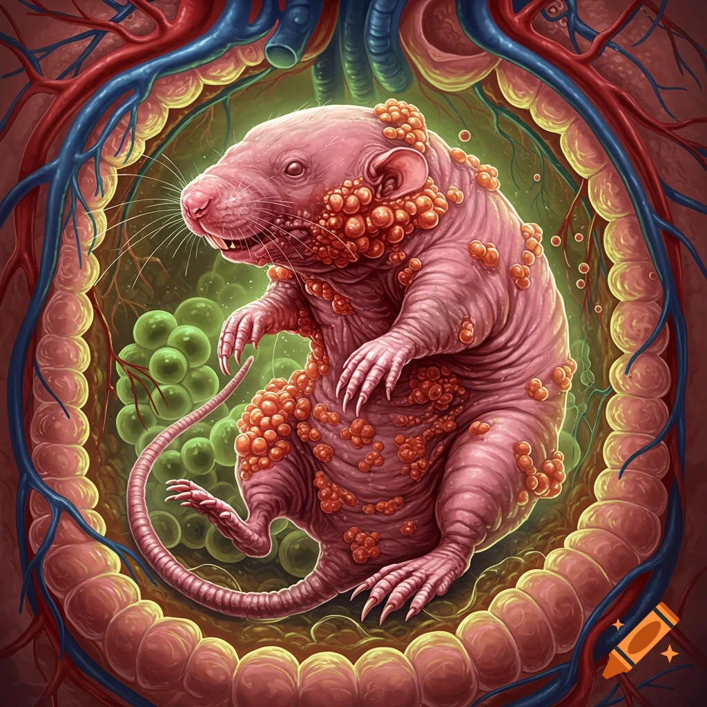 Naked mole rat as a bacterial infection inside the human body on Craiyon