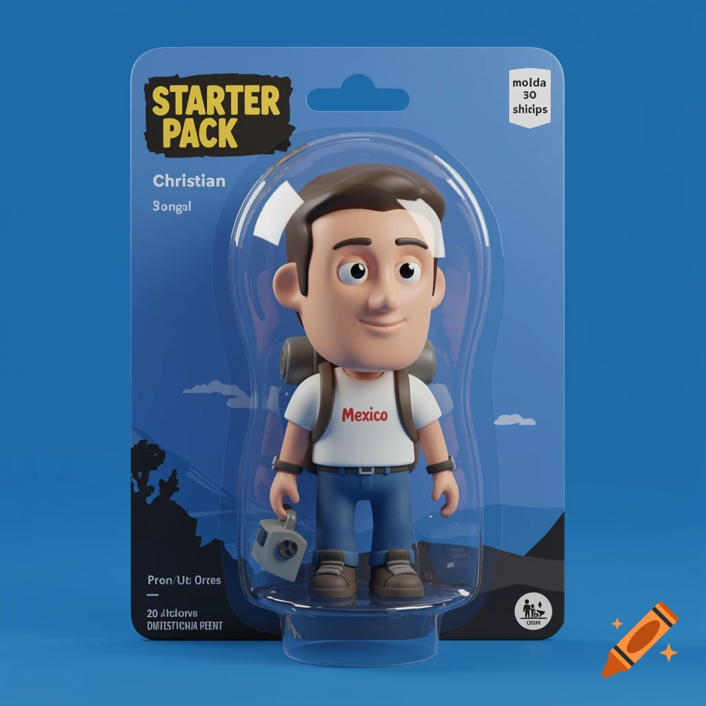 3D cartoon figurine "Christian" toy starter pack on Craiyon