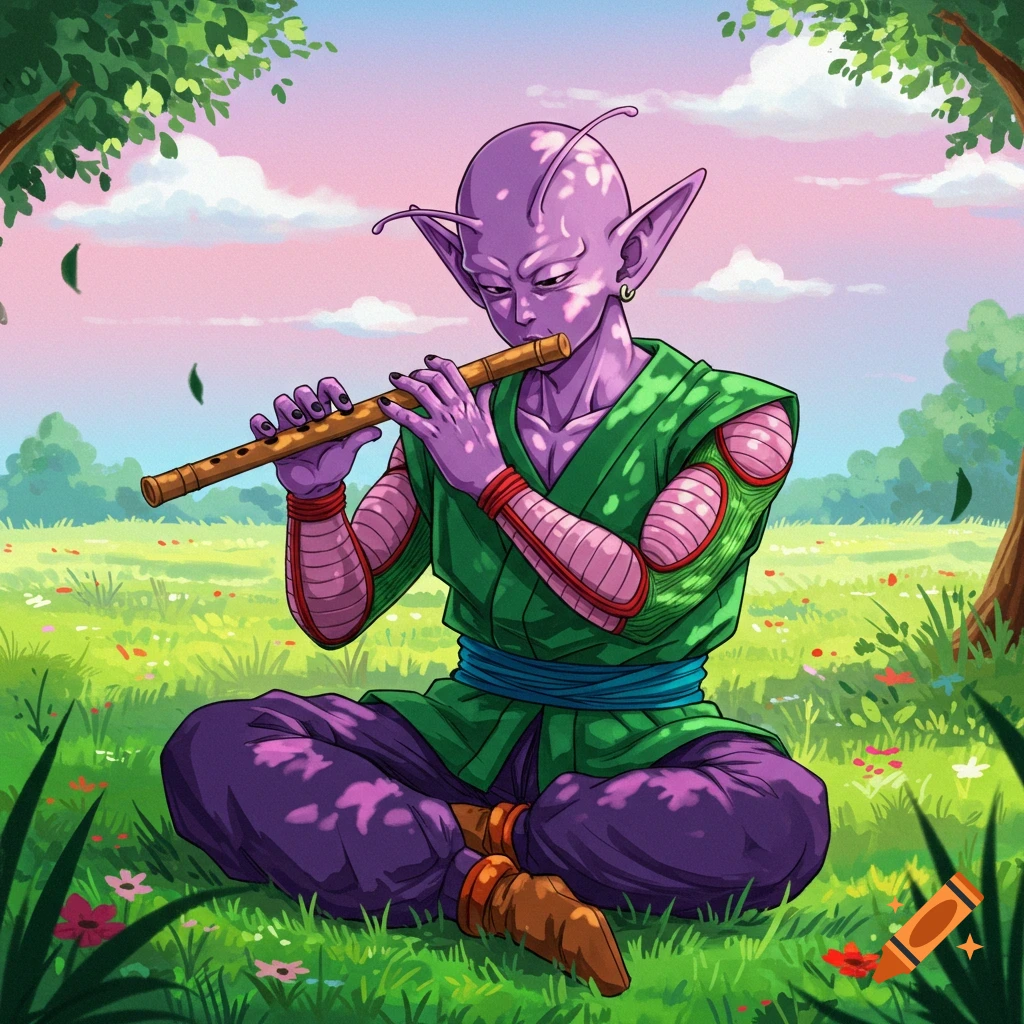 Piccolo playing the piccolo on Craiyon