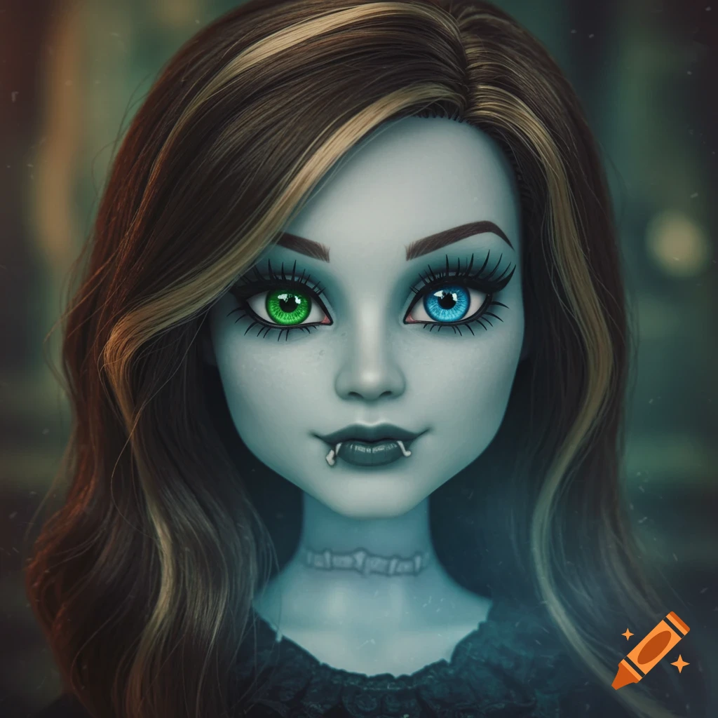 Monster High ghost girl with brunette and blonde hair, green and blue ...