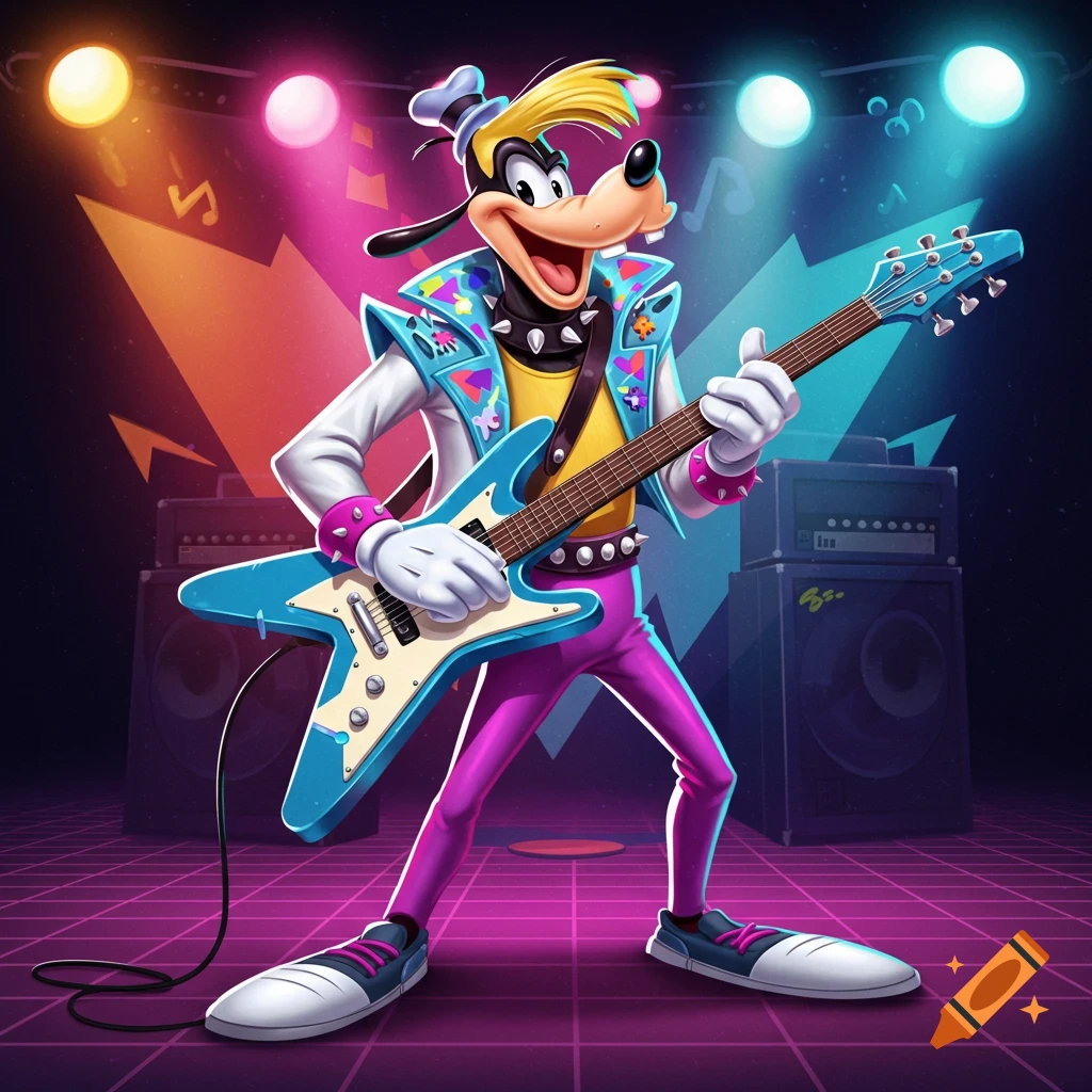 Cartoon duck character in Hawaiian shirt playing guitar next to a ...