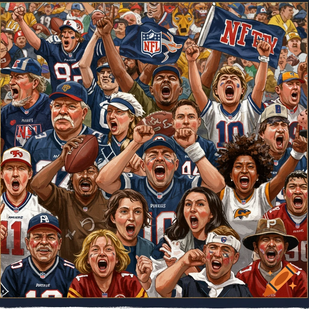 A group of sad Los Angeles Chargers football fans wearing jerseys and ...