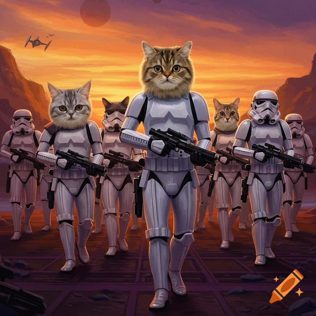 Star Wars stormtroopers with cat heads on Craiyon