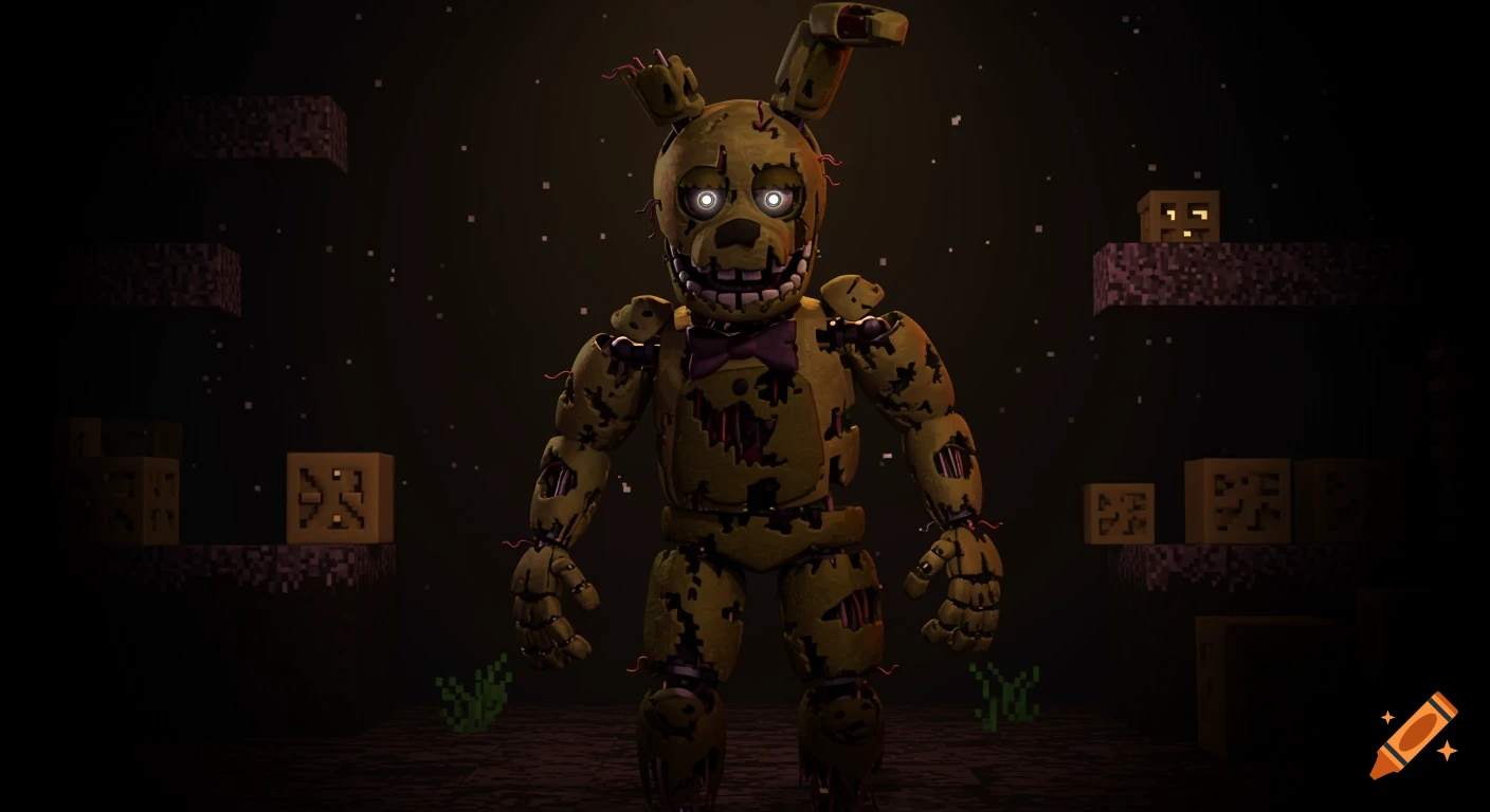 Springtrap from Five Nights at Freddy's in a pixelated video game style ...