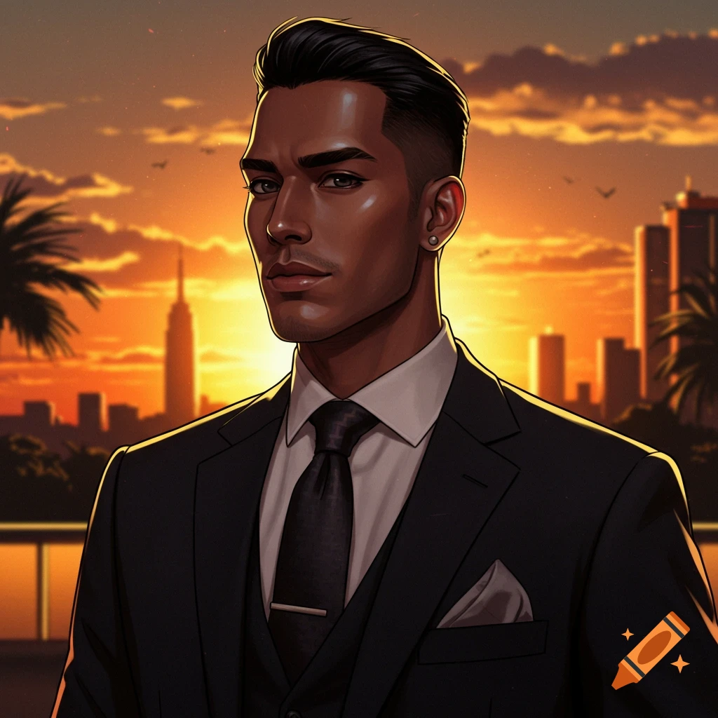 Handsome darkskin man with comma cut hairstyle on Craiyon