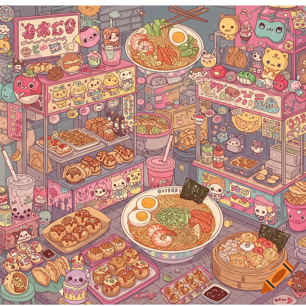 Harajuku themed Asian food on Craiyon