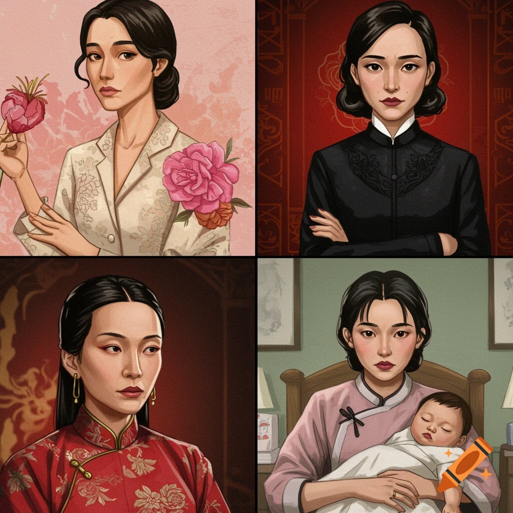 Four-quadrant image depicting different types of mothers on Craiyon