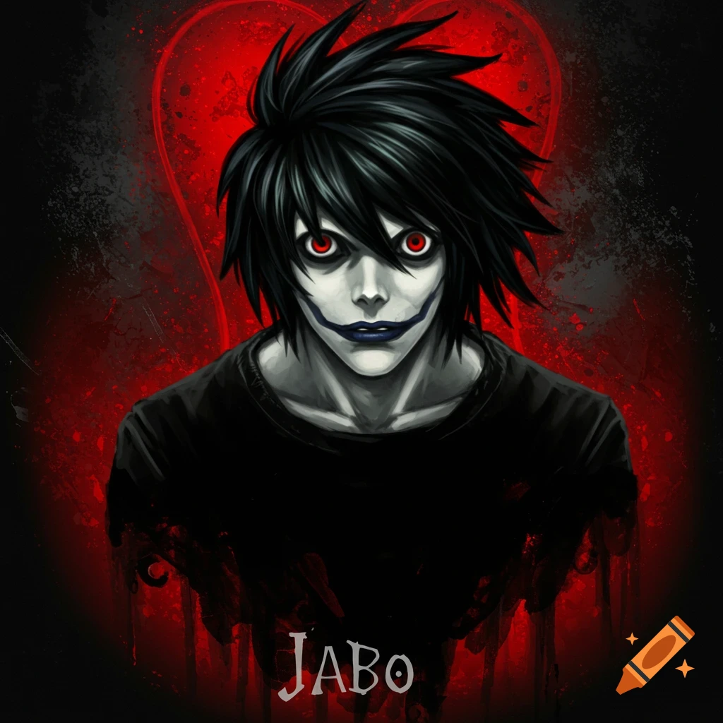 Gothic banner with "jabo" and L from Death Note on Craiyon