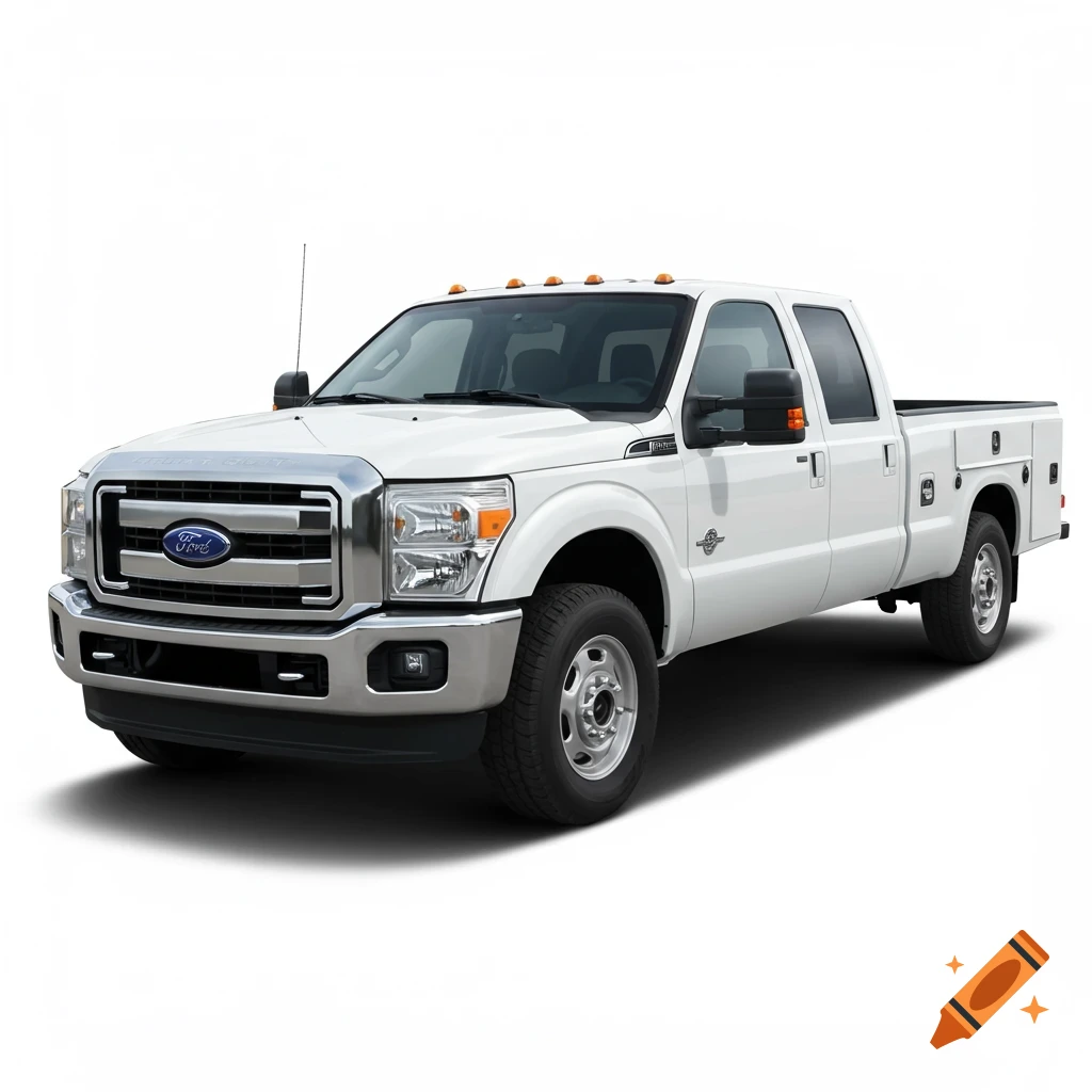 2015 Ford F350 extended cab with service body on white on Craiyon