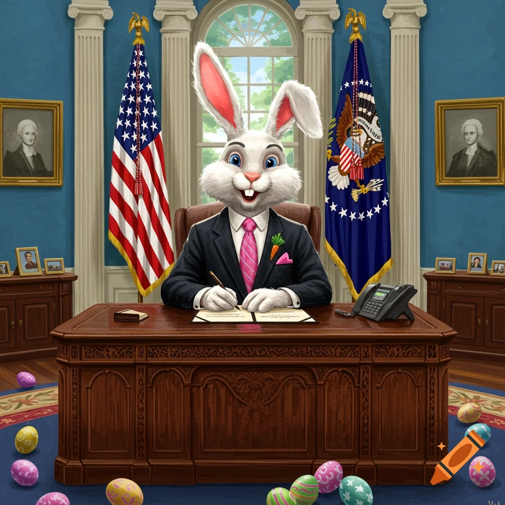The Easter Bunny as president concept art illustration style image ...