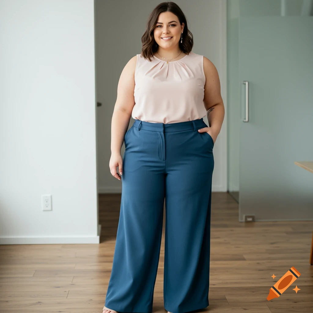 Plus sized woman in elevated business casual on Craiyon