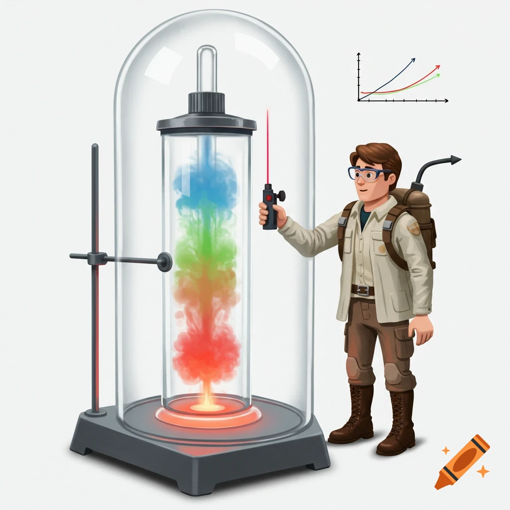 Action figure demonstrating Charles's Law of gas on Craiyon