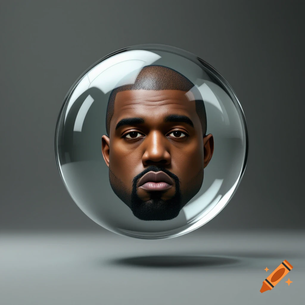Floating sphere with Kanye West's face on Craiyon