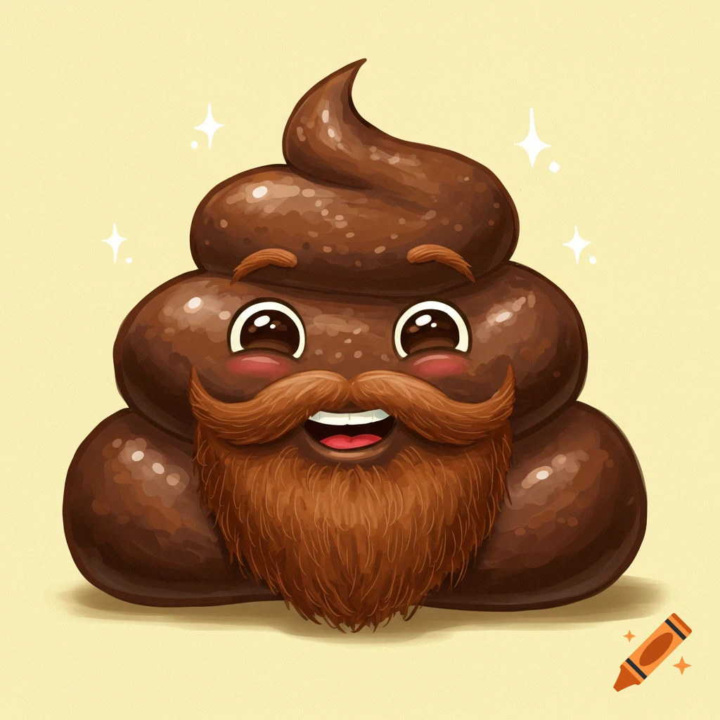Poop character with a beard on Craiyon