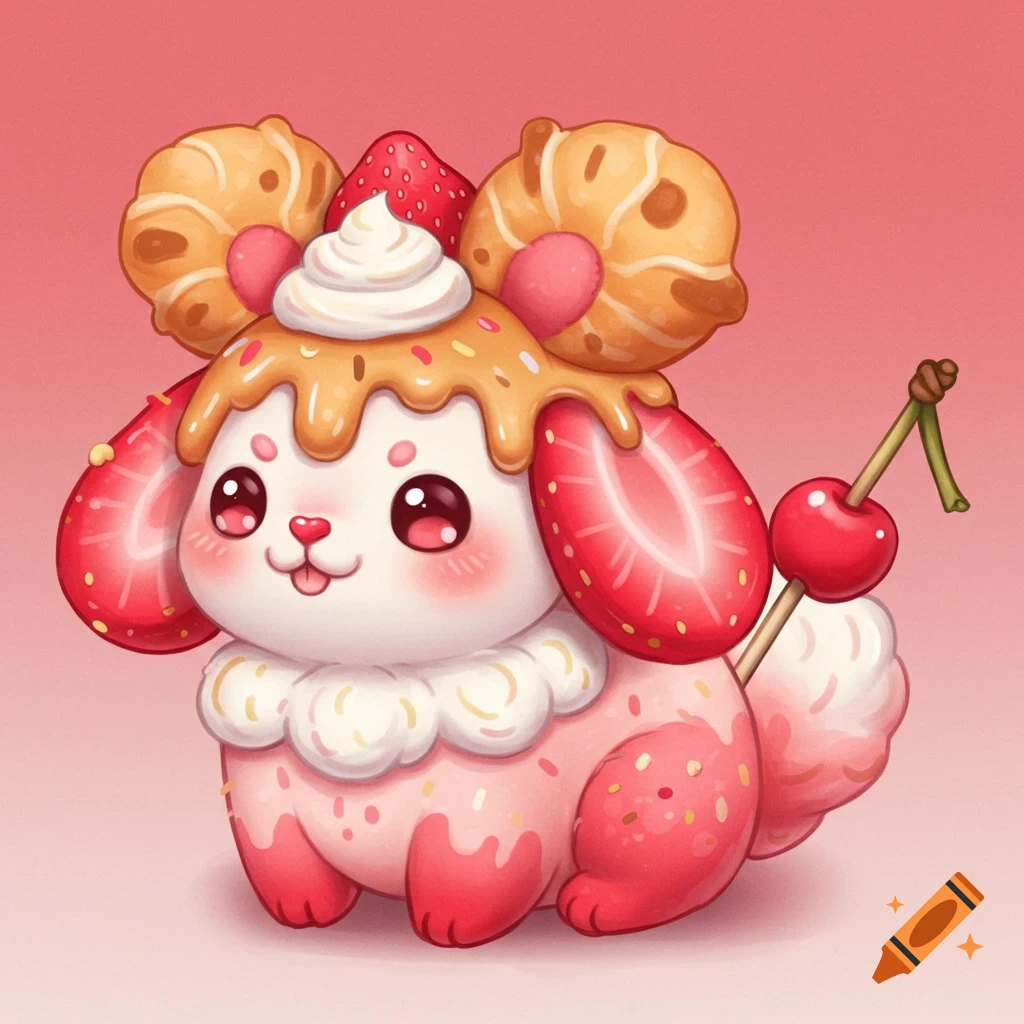 Cute animal food combination clay art on Craiyon