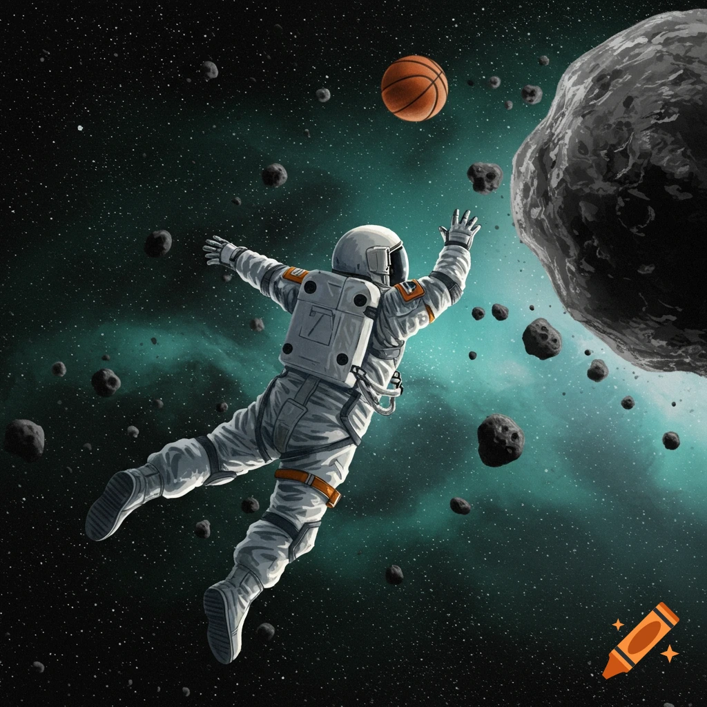 Astronaut Floating Moon