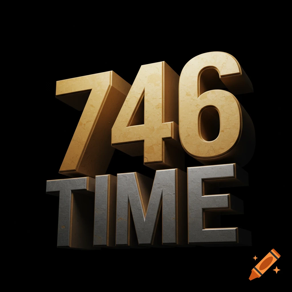 3D render of "746" on top of the word "time" on Craiyon