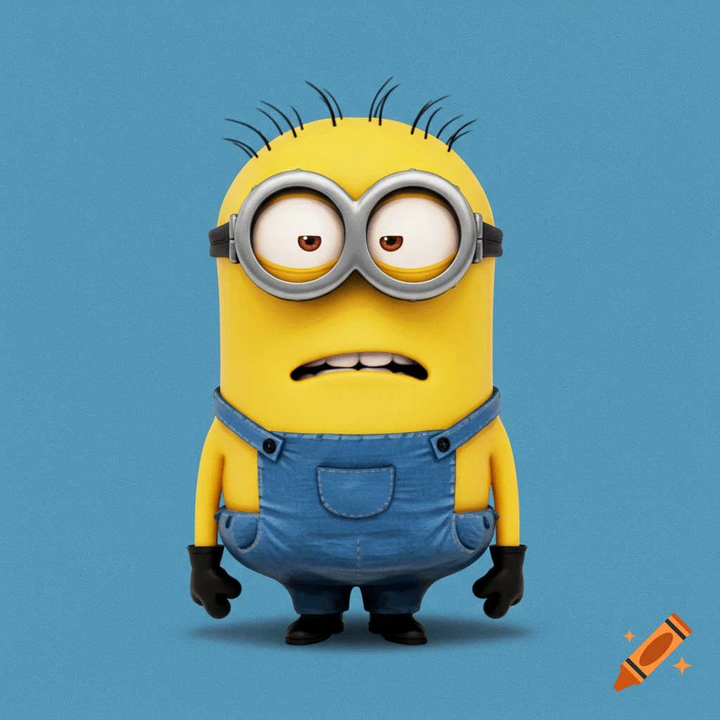 A 3D rendered Minion character with goggles and overalls looks ...