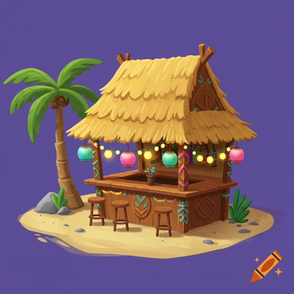 Cute tiki bar on Craiyon