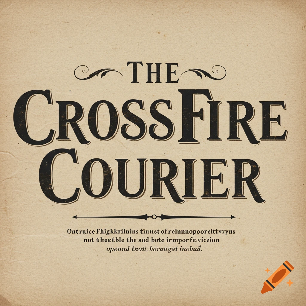 The CrossFire Courier word art in Revolutionary type on Craiyon