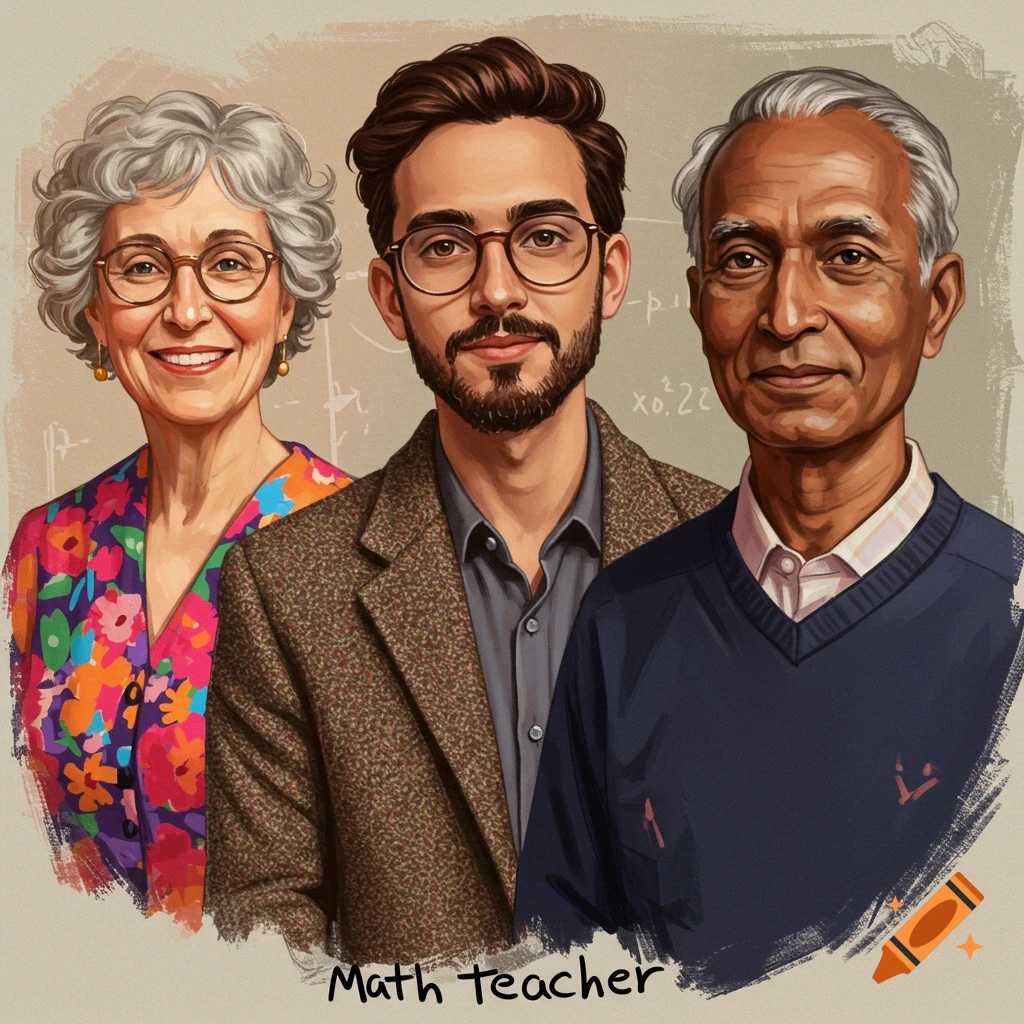 Three diverse math teachers standing together. on Craiyon