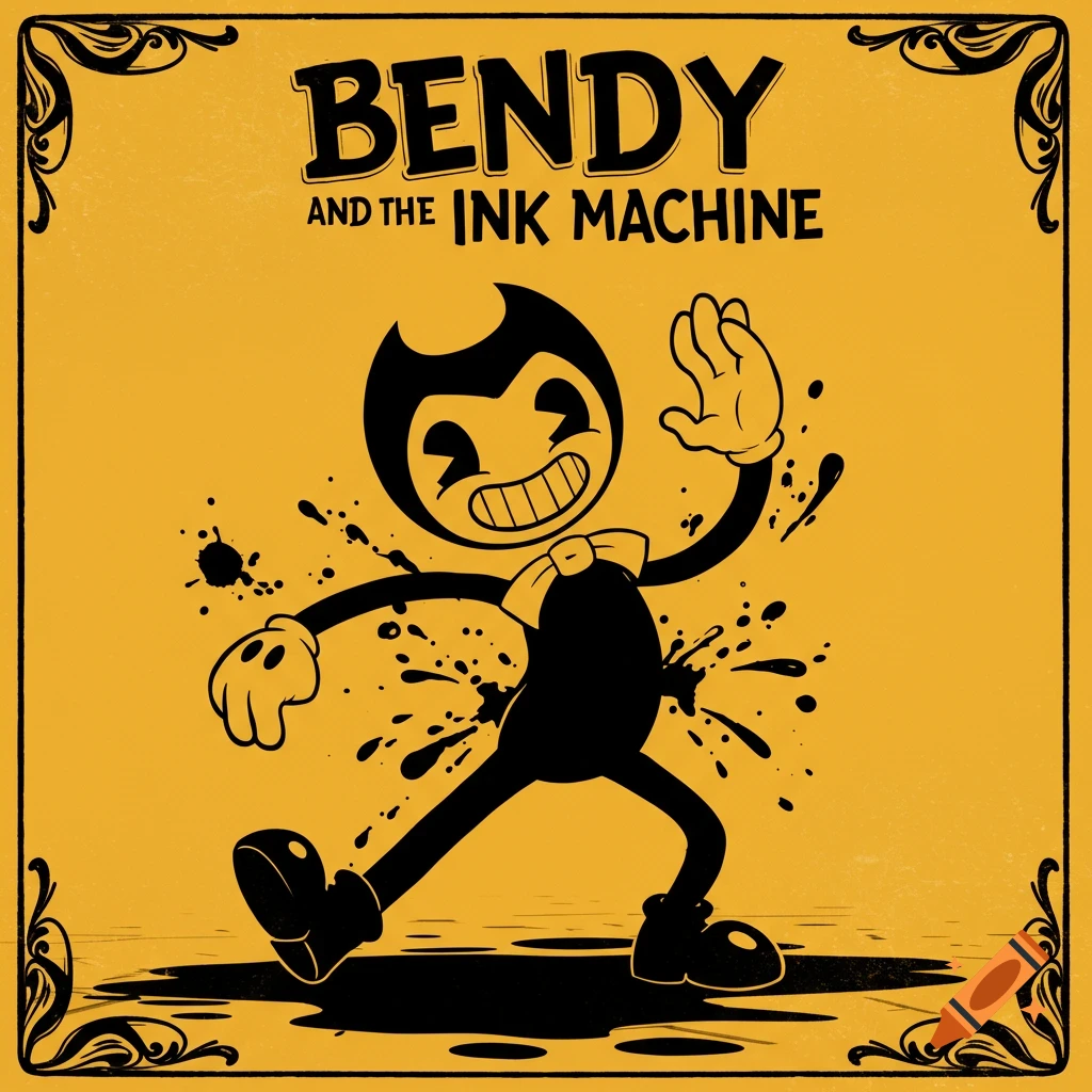 Bendy and the Ink Machine dancing demon 1920s style poster on Craiyon