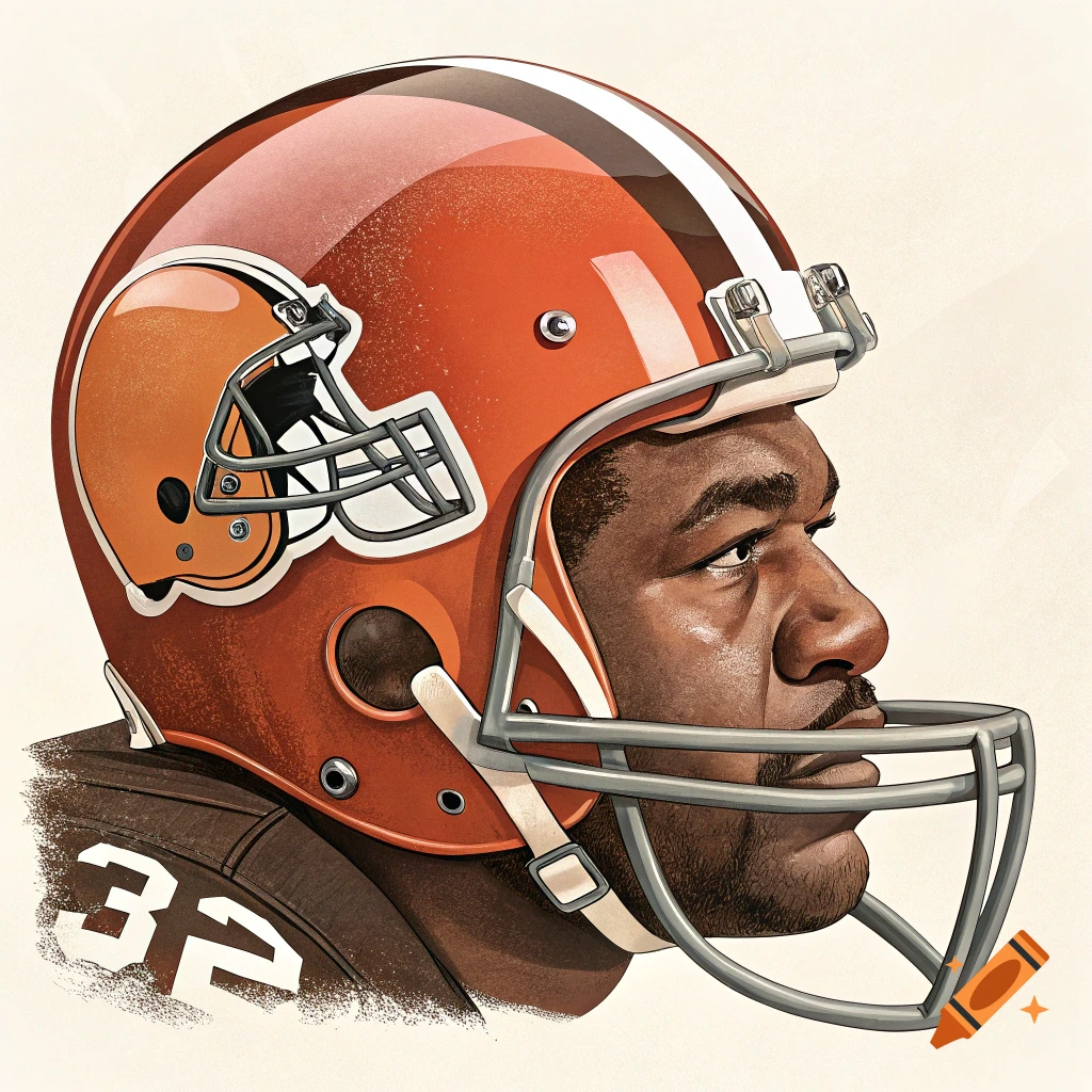 A brown football helmet above the text 'THE BROWNS' in a painted style ...