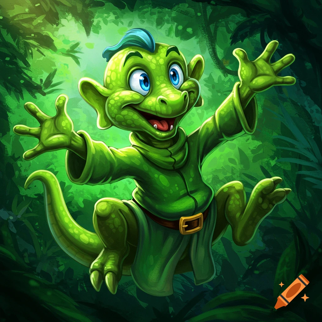 Green yuan-ti with blue eyes on Craiyon