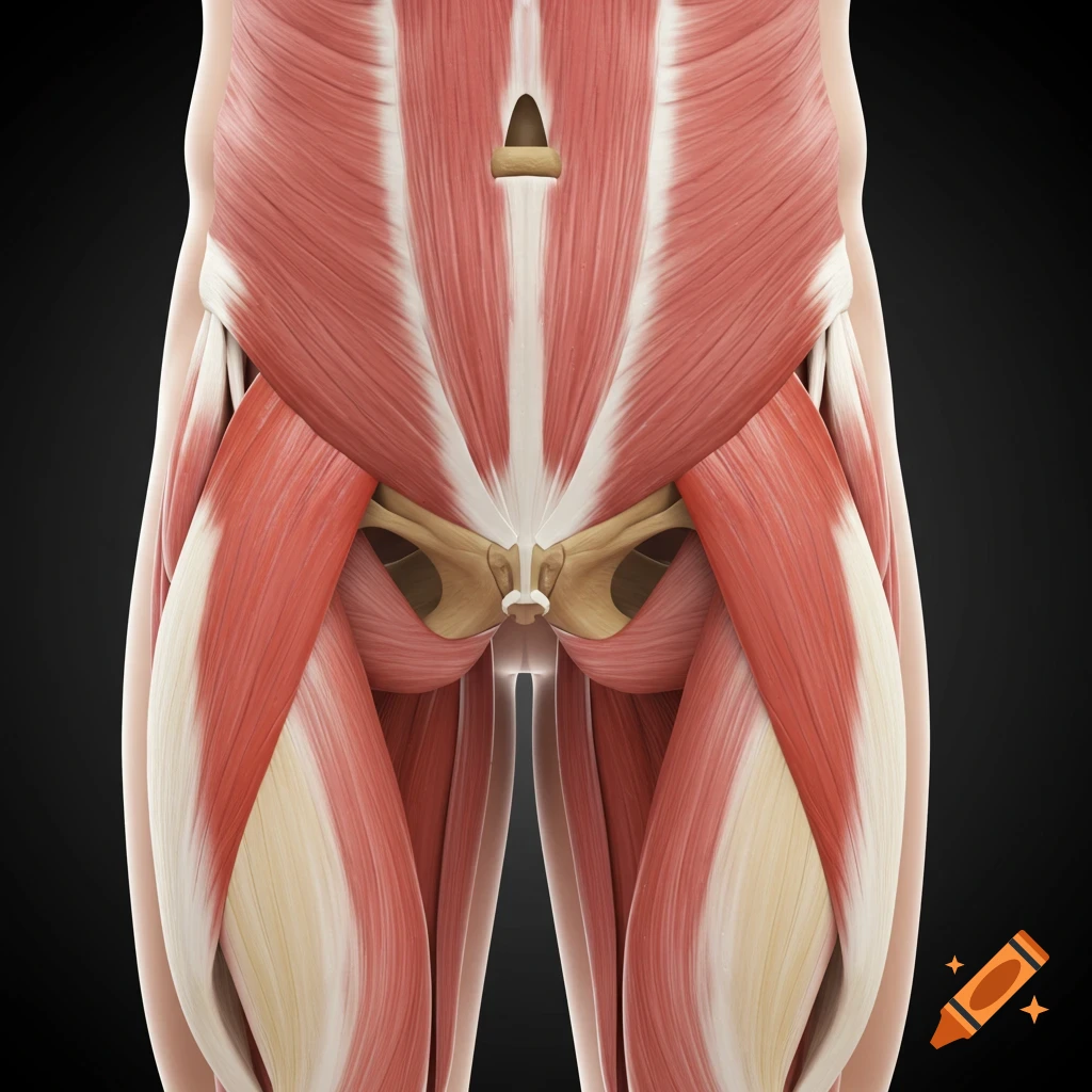 3D model of anatomical hip flexor muscles on Craiyon