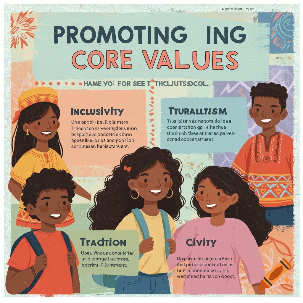 Poster for Middle School Classroom: Promoting Core Values on Craiyon