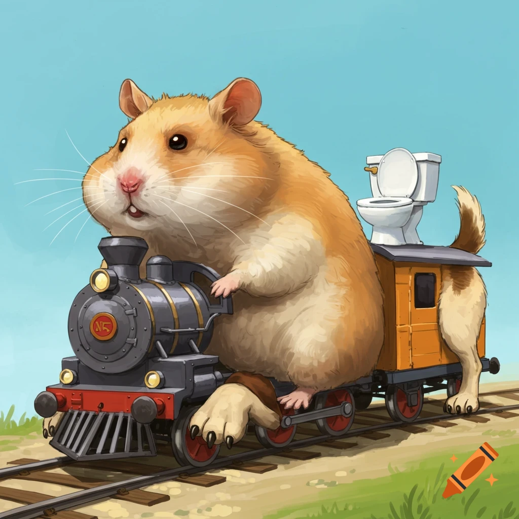 Hamster-dog-train hybrid with a toilet on top on Craiyon