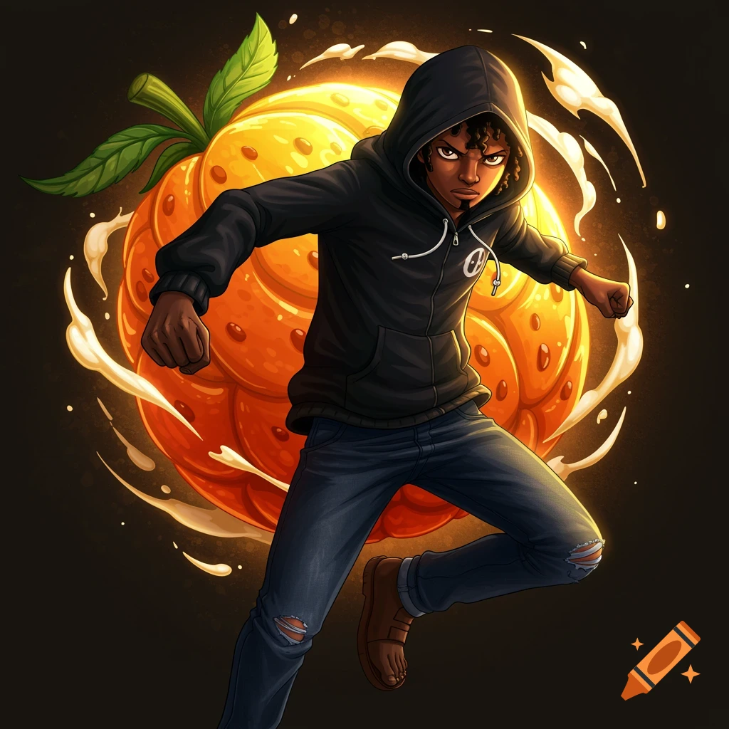 Mixed race teenager in hoodie doing One Piece Nika pose on Craiyon