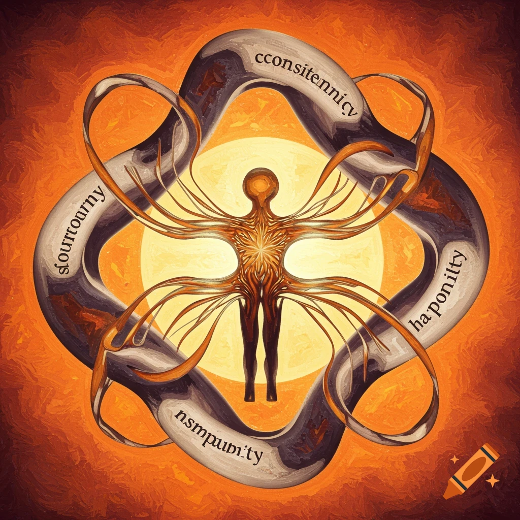 Abstract representation of consistency, relator, responsibility, and harmony concepts in art ...