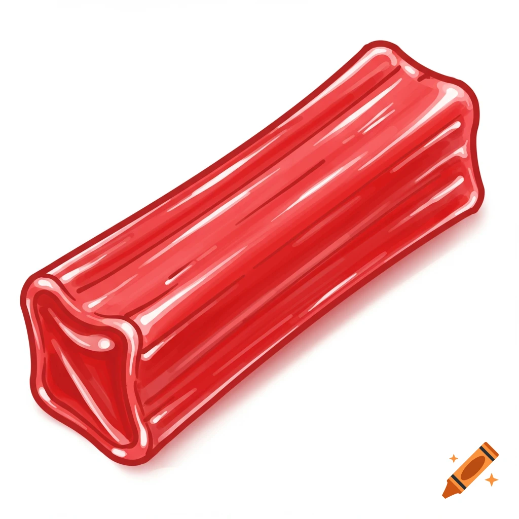 A single red candy stick, similar to a Twizzler. on Craiyon